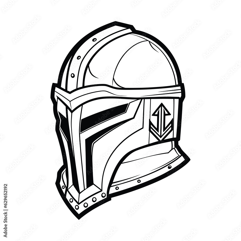 Knight Front View Illustration. Medieval knight in armor, vector logo ...