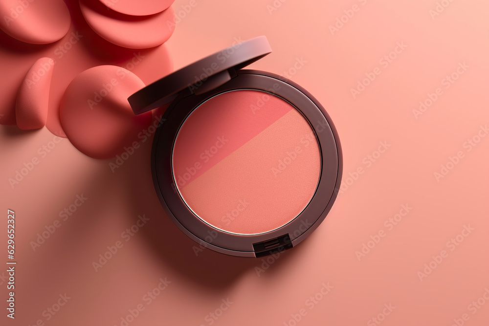 Compact cosmetic powder in powder box with mirror. Eyeshadow palette ...