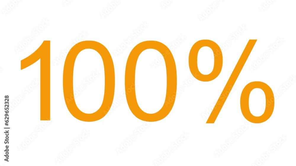 Animated orange loading symbol 100 percent. Loading bar icon. Sign of ...