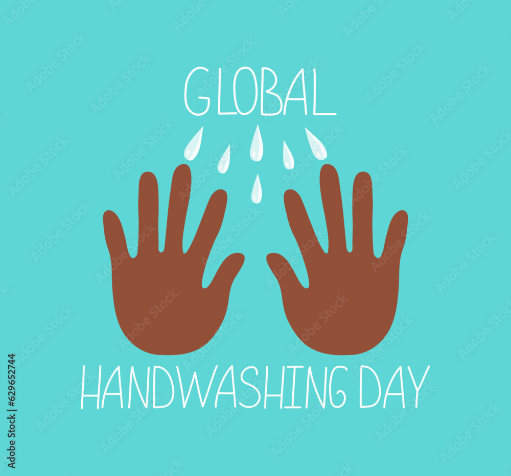Vetor de World handwashing day. Black man's hands. Human hands, tap ...