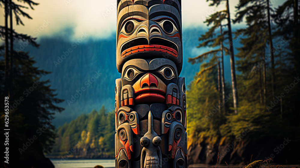 Photo & Art Print Native American Legacy: Totem Pole Sculpture by the ...