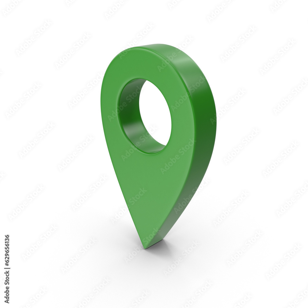 3d rendering Green location symbol of pin. concept of green place for ...