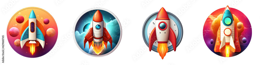 Rocket ship clipart collection, vector, icons isolated on transparent ...
