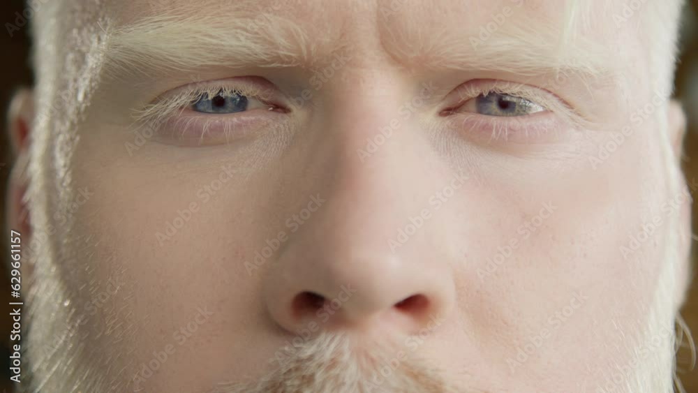 Smiling relaxed man looking at camera. Male model with discolored hair ...