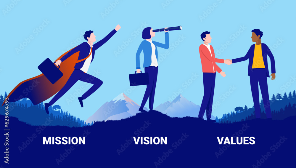 Mission vision values business concept - Vector illustration of ...