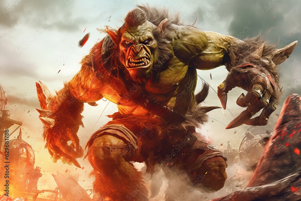 Big Troll videogame, massive monster from a fantasy tale Stock ...