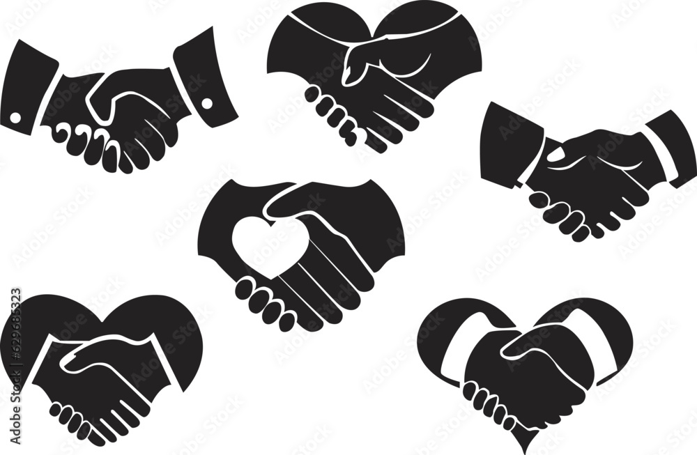 Handshake icons set. Set of handshake silhouettes. Set of business ... Handshake icons set. Set of handshake silhouettes. Set of business ...
