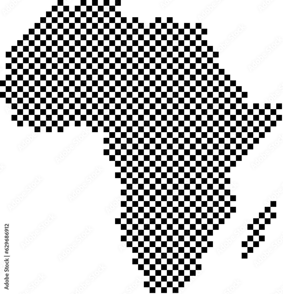 Africa continent map country from checkered black and white square grid ...