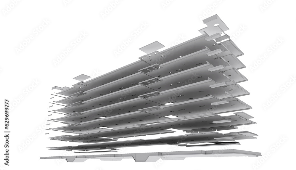 Conceptual Visualization The Bim Model Reinforced Concrete Frame Of The