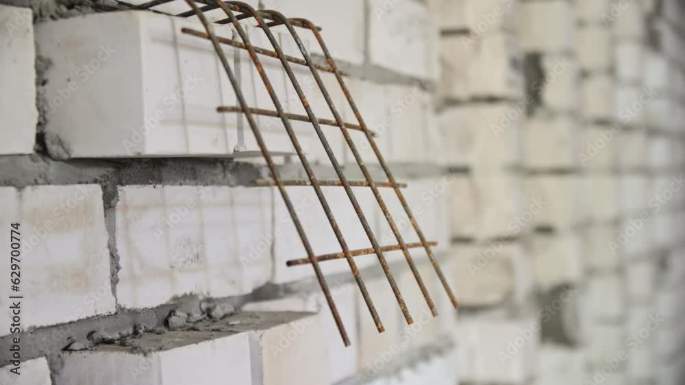 Reinforced masonry to strengthen floor and wall slabs. Process of ...