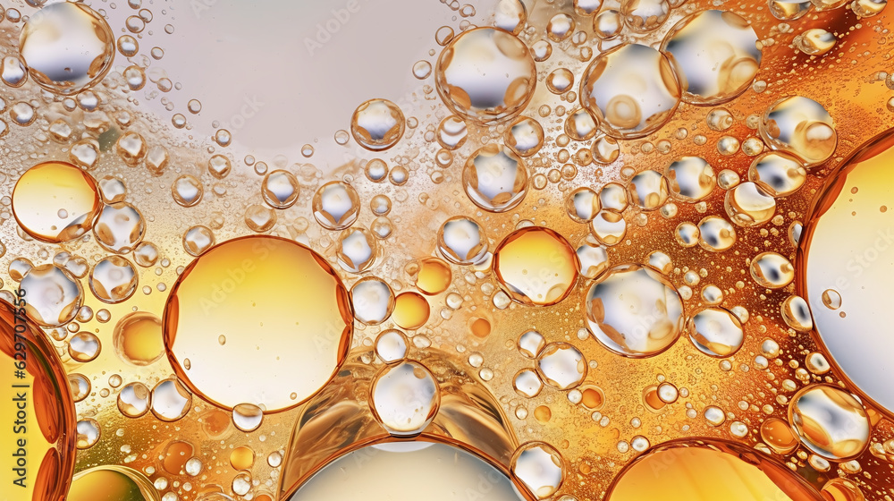 Oil bubbles background, AI generative bubbling drops of gold liquid. AI ...