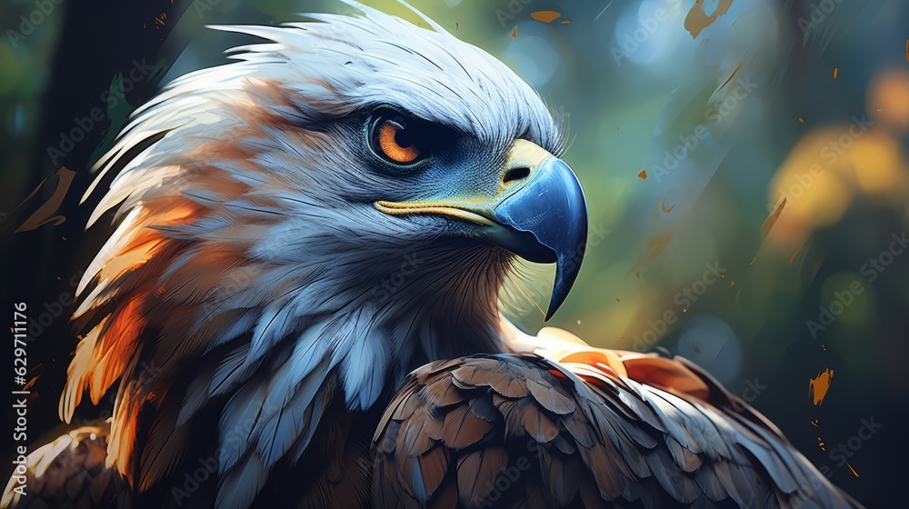 Portrait of Philippine eagle Illustration. Philippine eagle rare bird ...