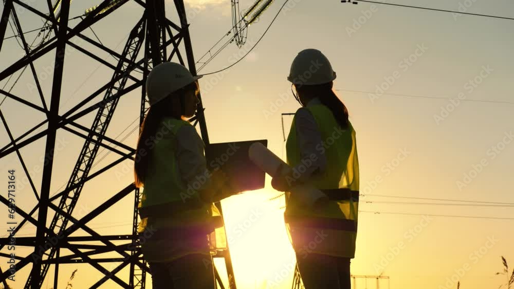 silhouette electrician engineer laptop, group people deal, business ...