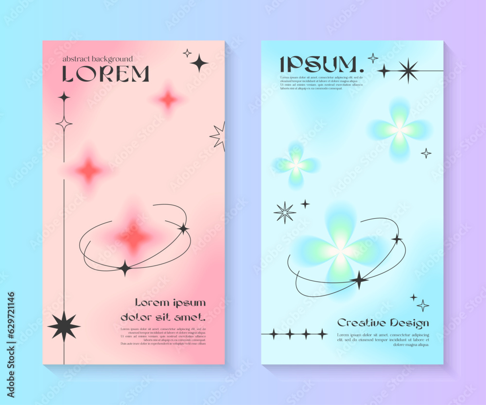 Vector insta story gradient templates with geometric shapes,blurred ...