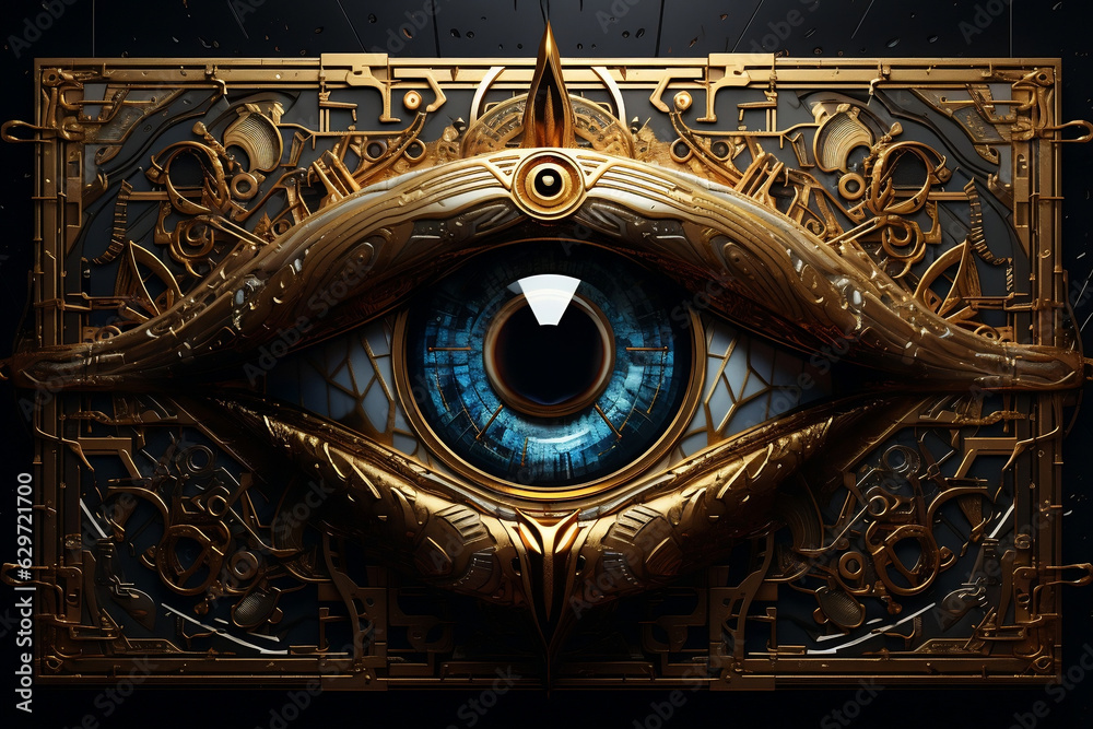 Enigmatic Golden Eye of Horus, Ancient Egyptian Symbolism Stock ...