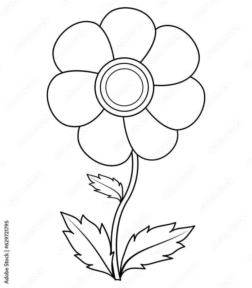 Flower illustration isolated on transparent background. Coloring book ...