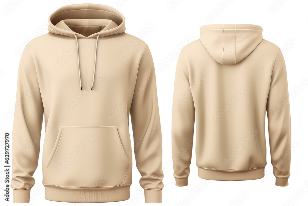 Beige hoodie template. Classic sweatshirt with clipping path, branding ...
