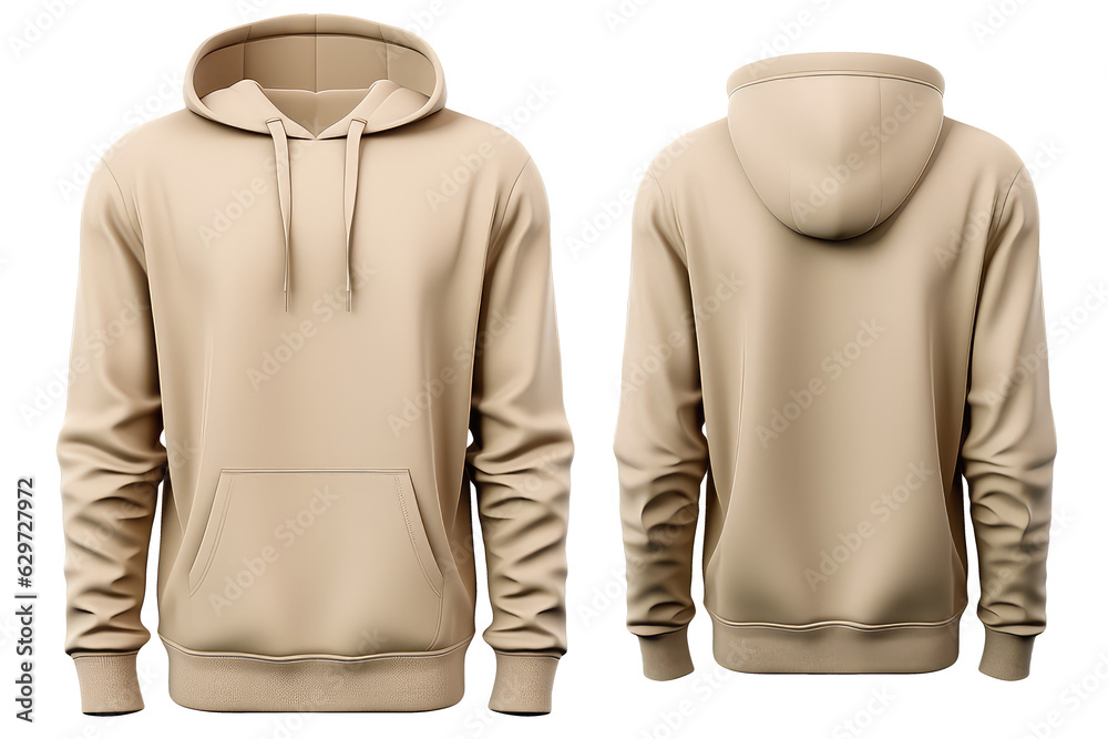 Beige hoodie template. Classic sweatshirt with clipping path, branding ...