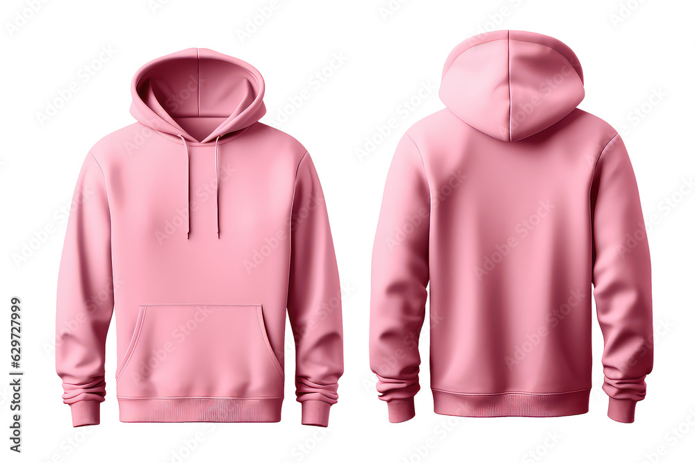 Pink hoodie template. Classic sweatshirt with clipping path, branding ...