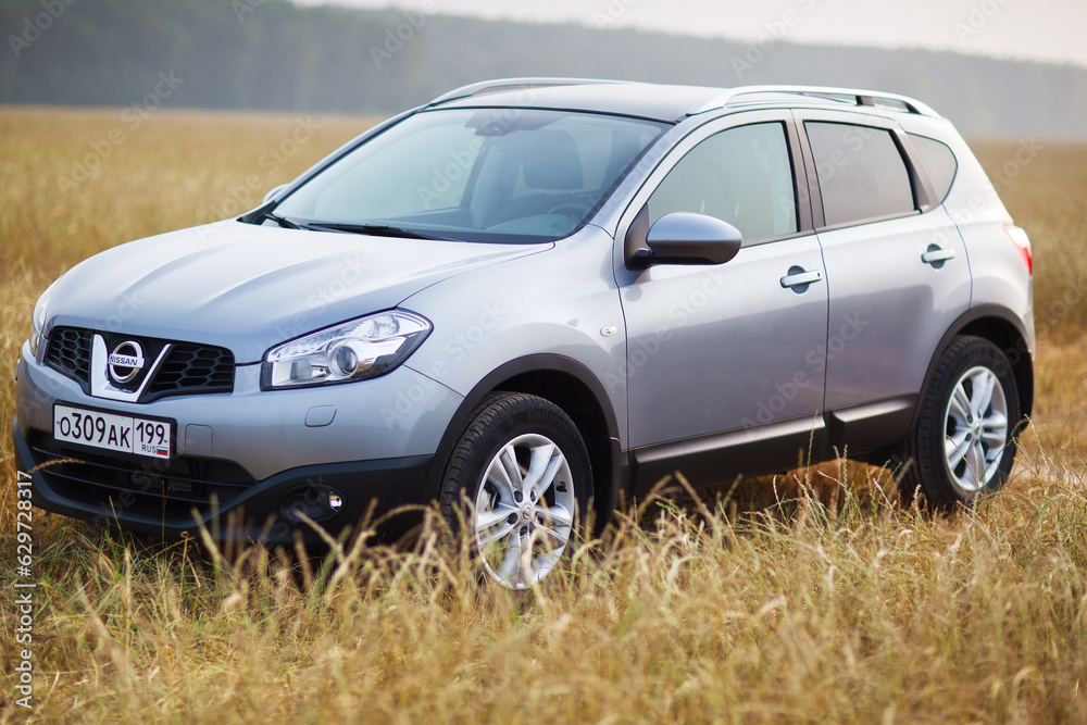 Nissan Qashqai car, model 2010 year on summer field Stock Photo | Adobe ...