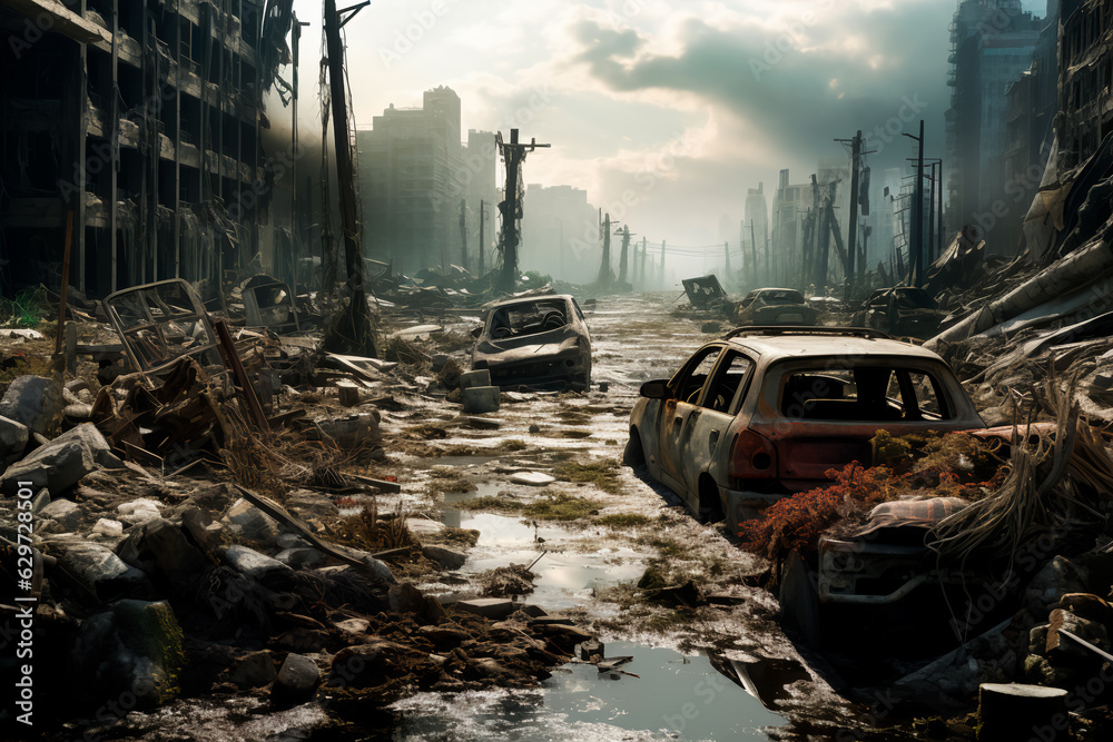 Apocalypse wallpaper, background. The world after a nuclear explosion ...