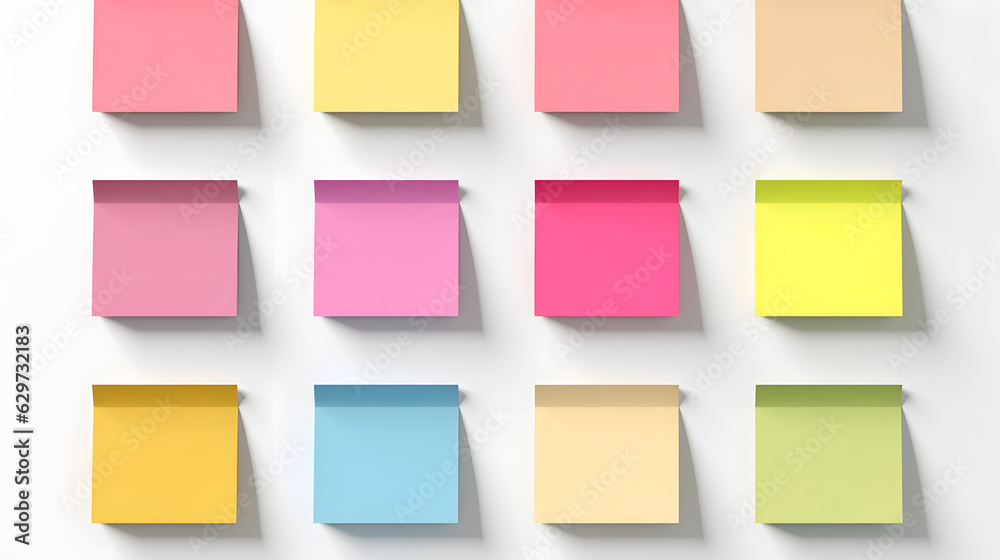 Shaded sticky post-it note paper with shadow . Many assorted different ...
