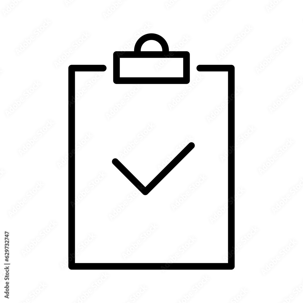 Black single completed clipboard paper, simple outline office project ...