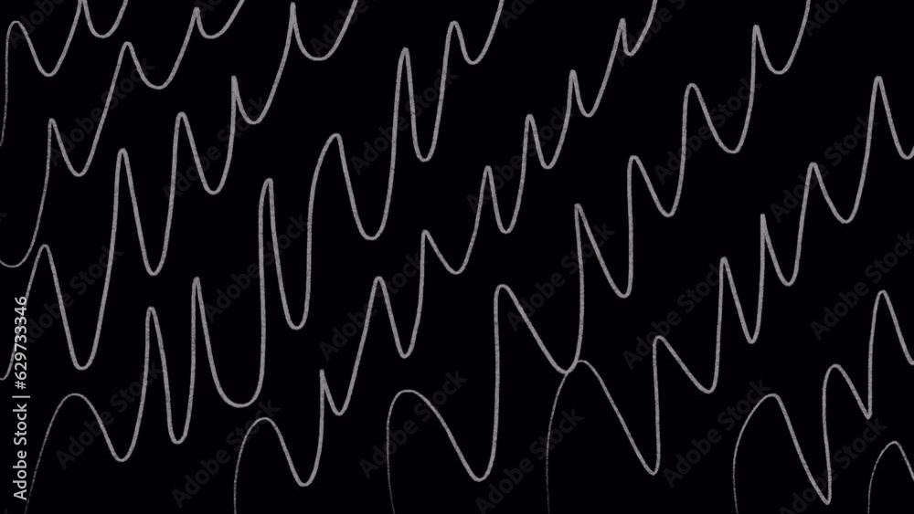 Thin white lines of interference on a black screen. The effect of the ...
