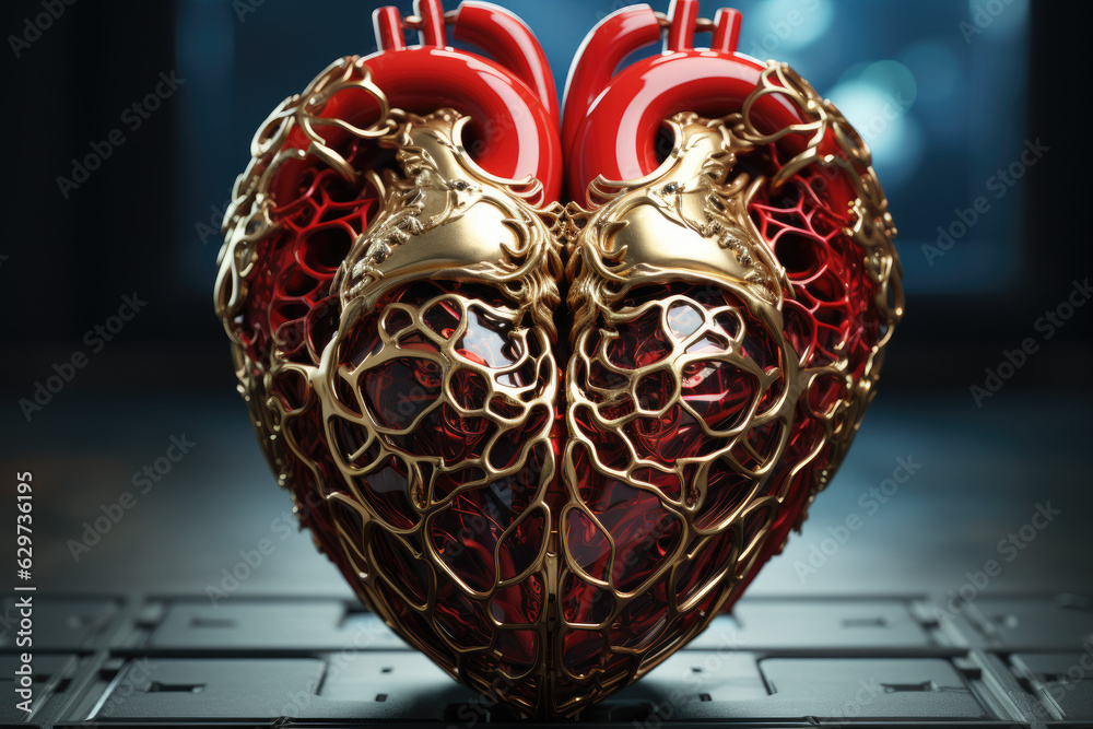 Human heart by magic, golden metal, showing an alien skeleton, featured ...