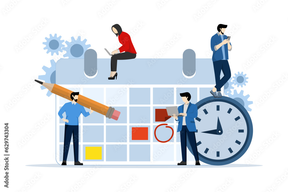 Time management concept, schedule and creative idea. Man and woman ...