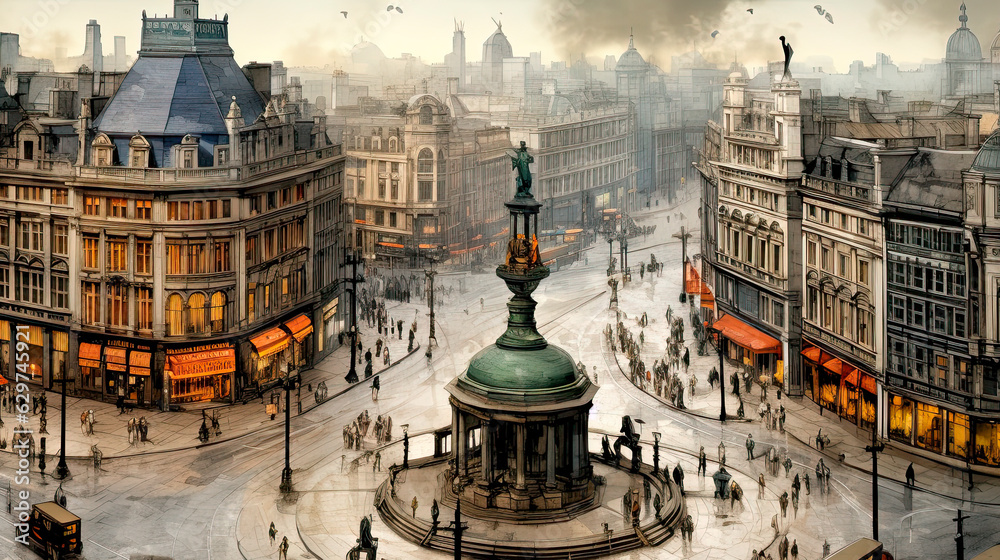 Photo & Art Print Aerial View of Piccadilly Circus in London in the ...