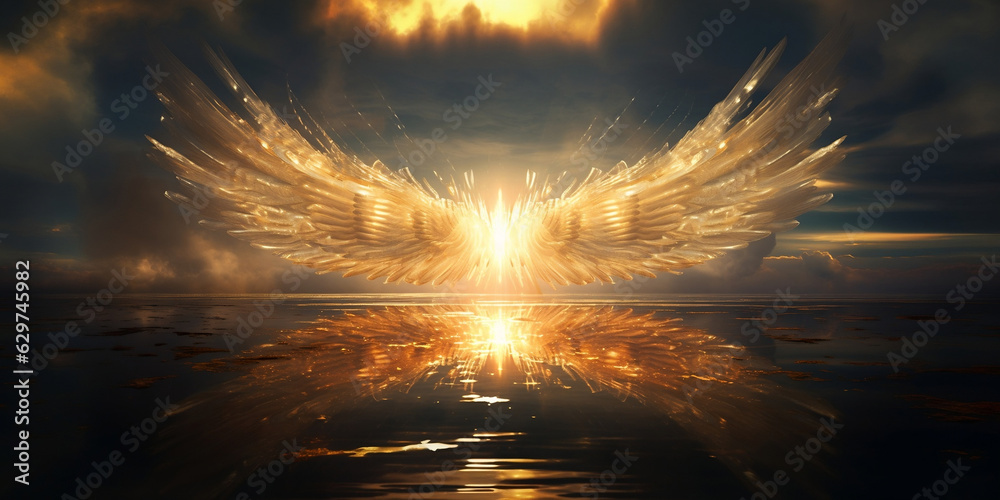 Heavenly Healing, Angel Wings in Serene Harmony Stock Illustration ...