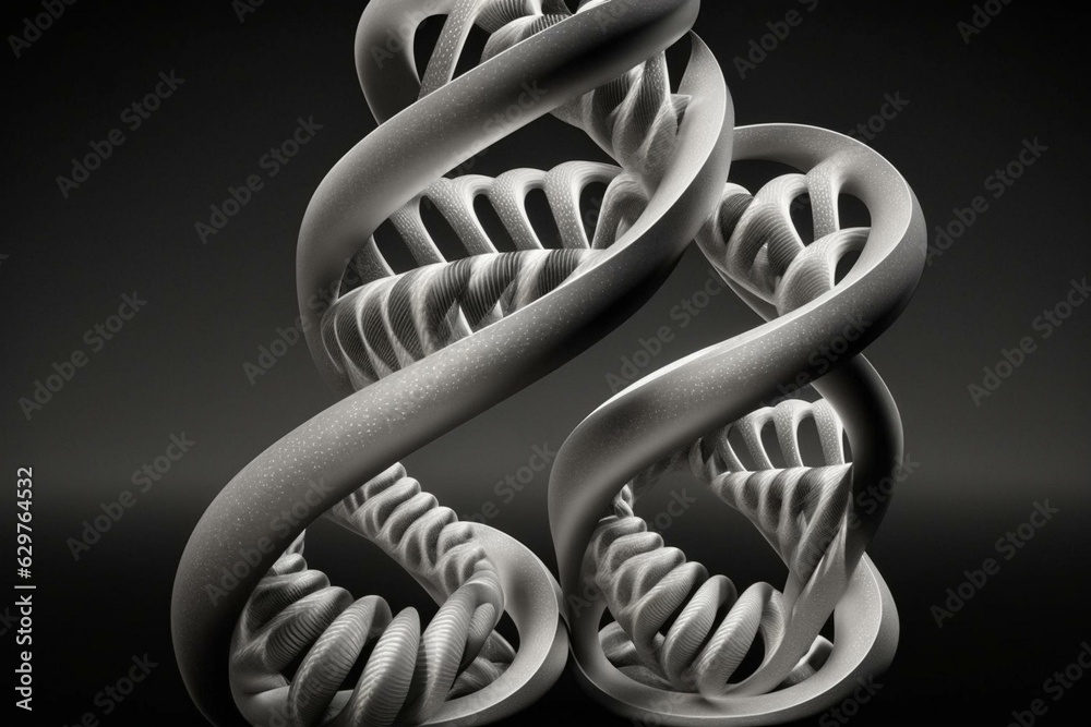 3d model of twisted double helix strands. Generative AI Stock Illustration | Adobe Stock