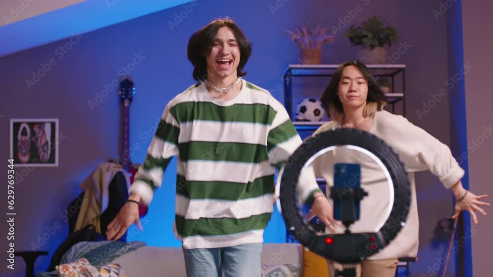 Two Gen Z Asian friends K-pop dancers record trending reels for social ...