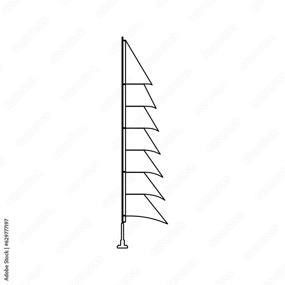 Banner flag or umbul-umbul or vertical banner flag in outline icon ...