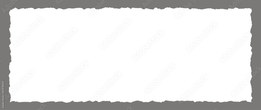 Torn paper frame background. White blank sheet wallpaper with jagged ...