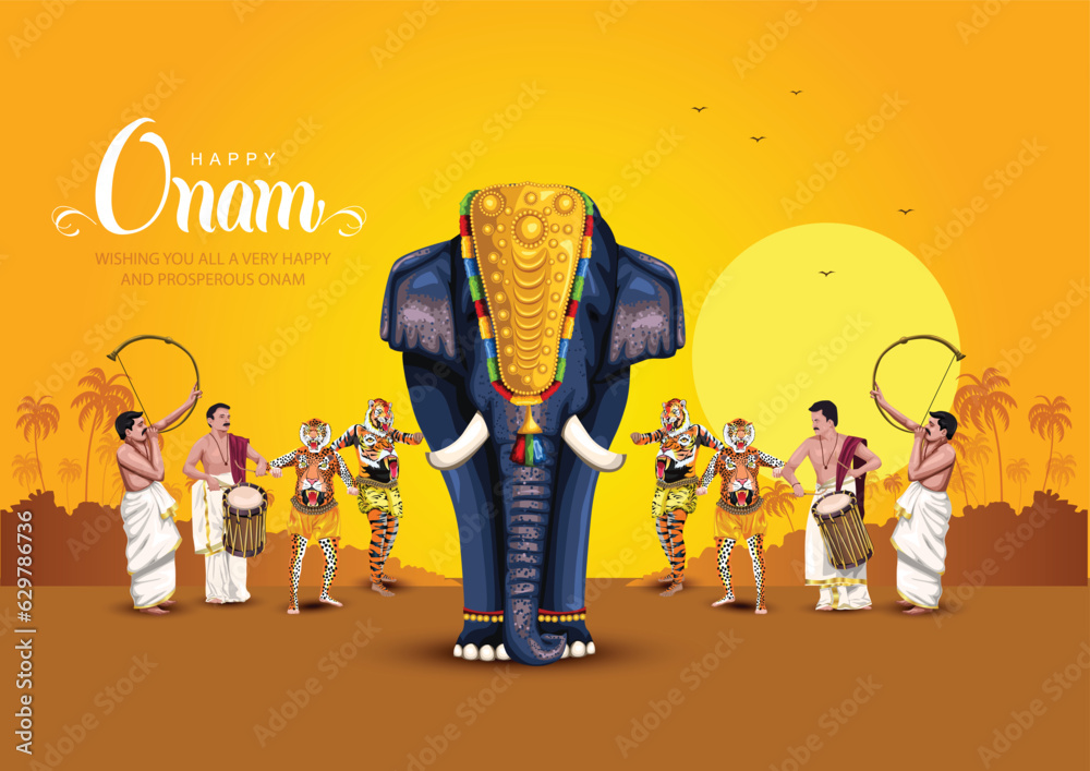 Photo & Art Print south Indian Kerala festival happy onam greetings ...