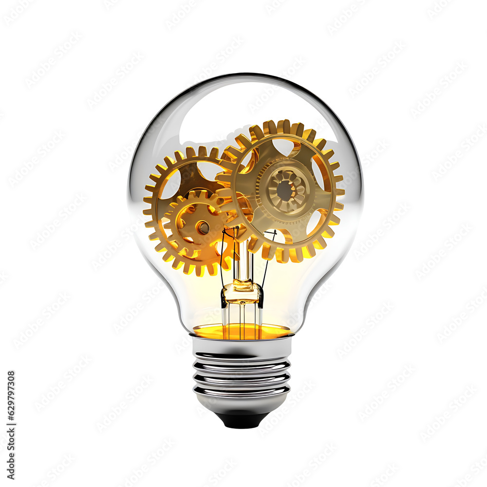 Bulb with gears, transparent background Stock Illustration | Adobe Stock