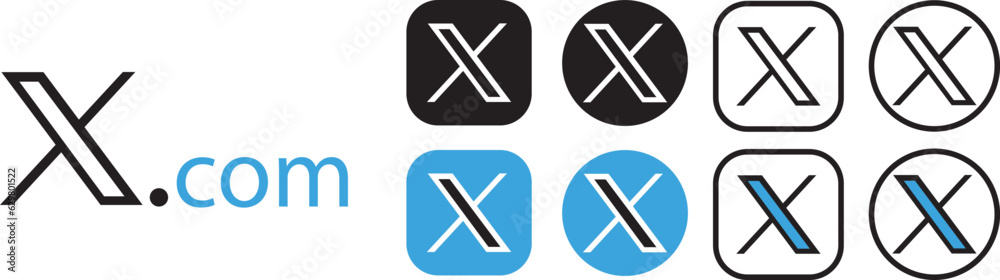 New Twitter vs x.com. Novation Elon Mask. popular social media button ...