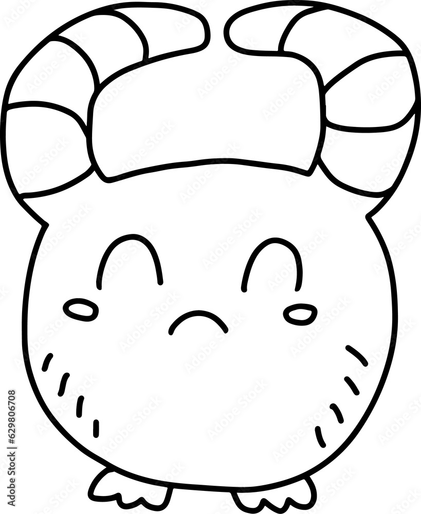 Cute monster. Doodle line art kids coloring page element. Cute ...