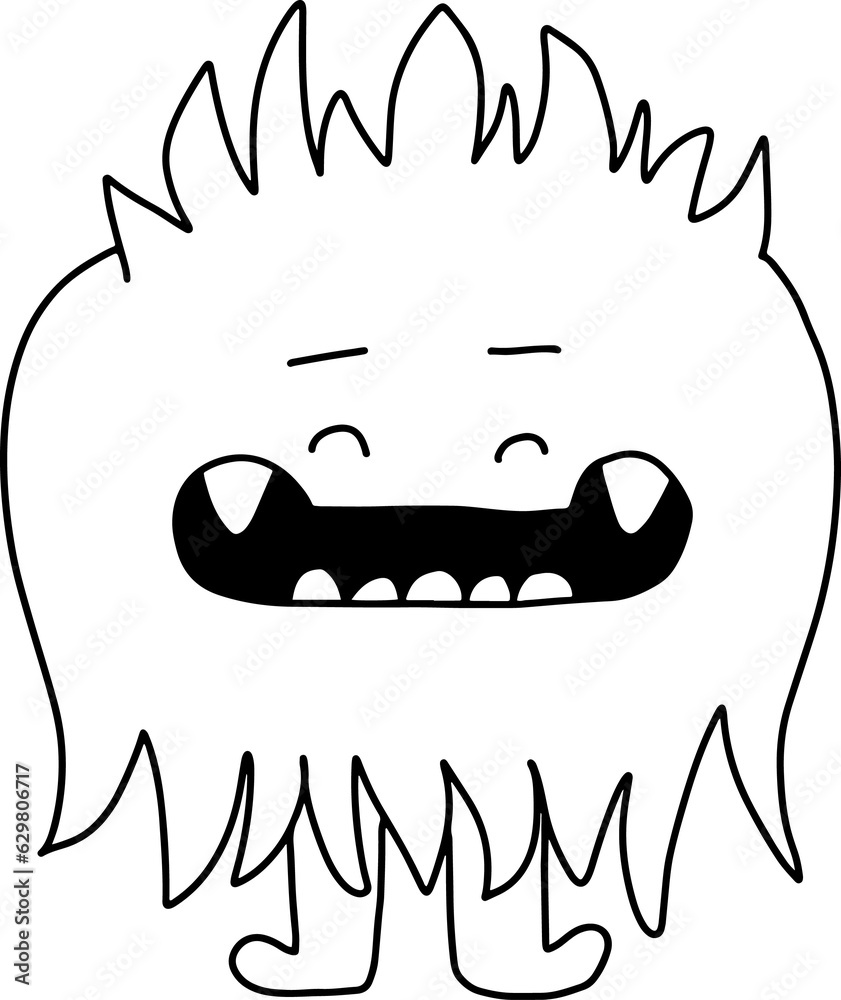 Cute monster. Doodle line art kids coloring page element. Cute ...
