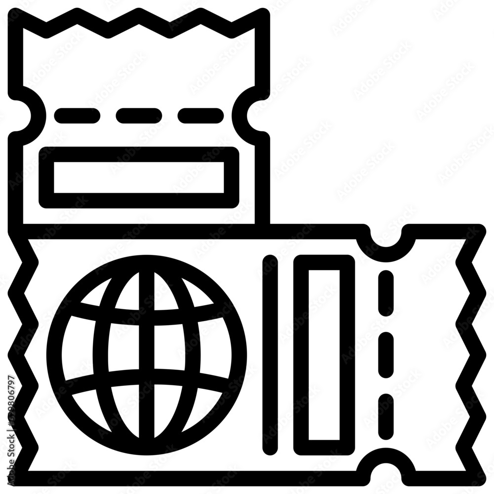 travel ticket, travel ticket line icon logo illustration vector ...