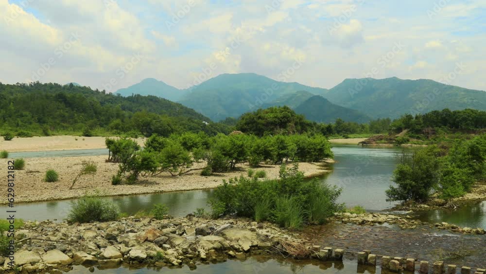 Time lapse of Nanxi River. It is famous for its unique features of ...