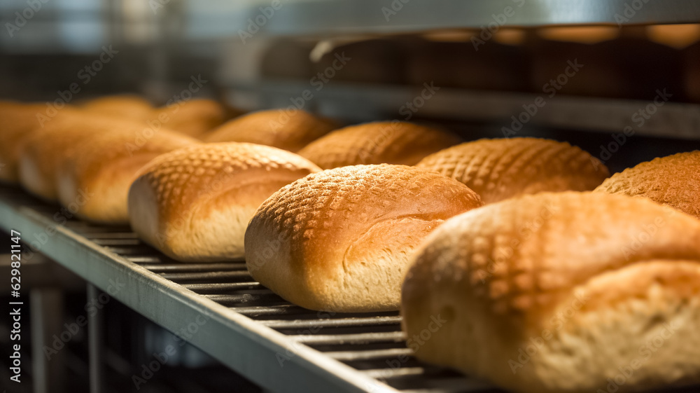 Automatic line for the production of bakery products with a loaf on a ...