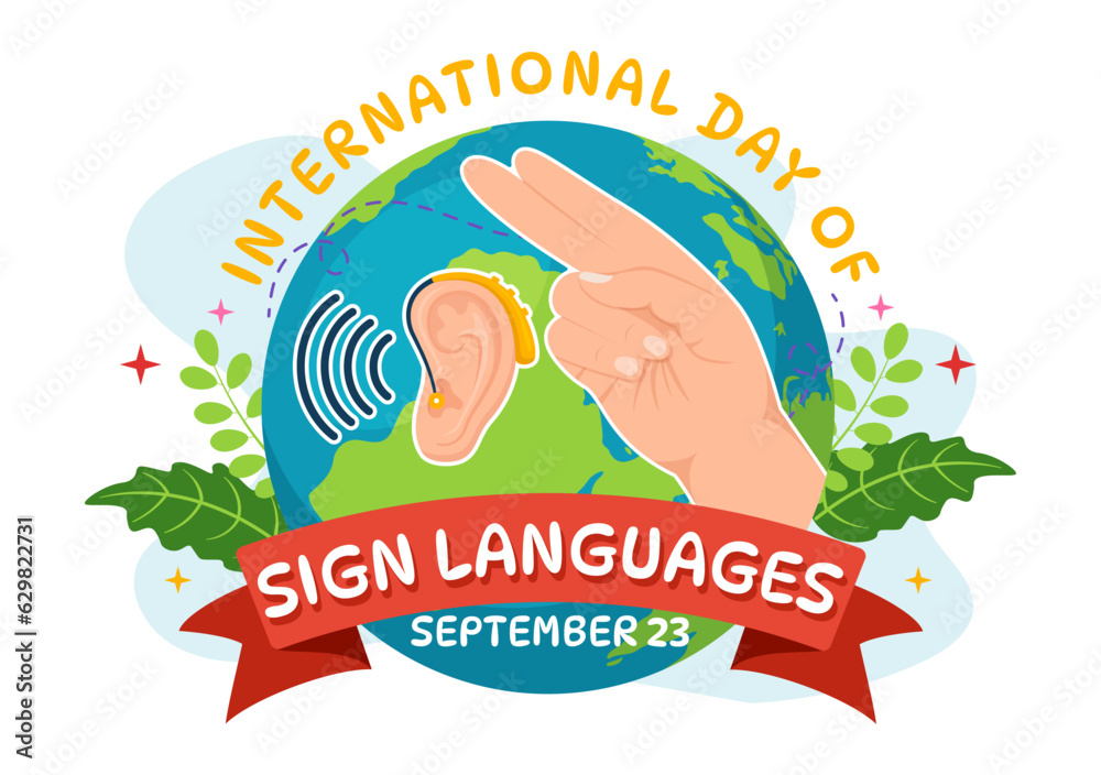 International Day of Sign Languages Vector Illustration with People ...