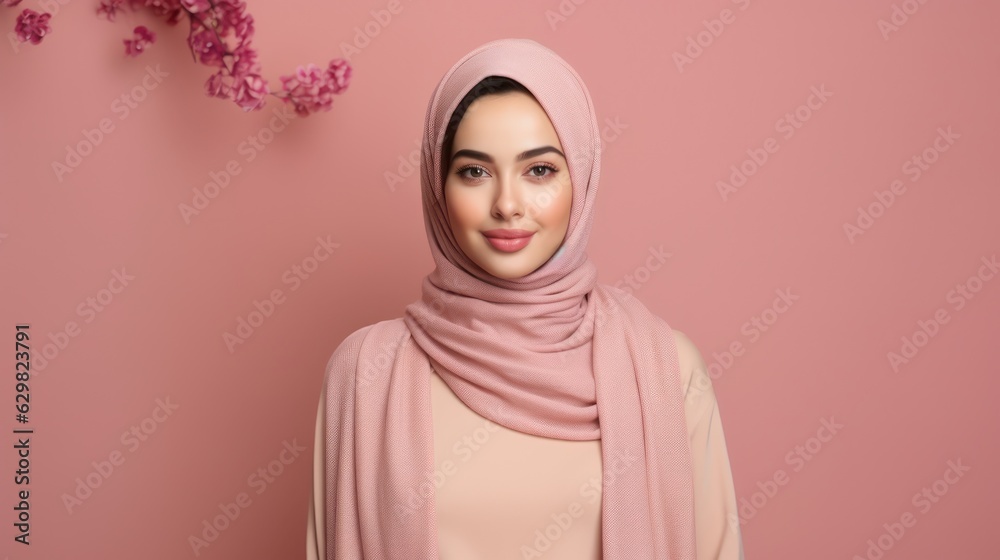 Woman in traditional Muslim clothing, smiling. Beautiful woman looking ...