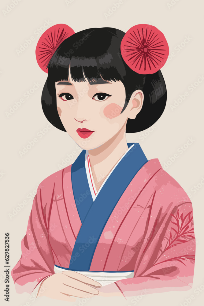 Japanese woman: Dark hair styled in Tsubushi Shimada, dark eyes ...