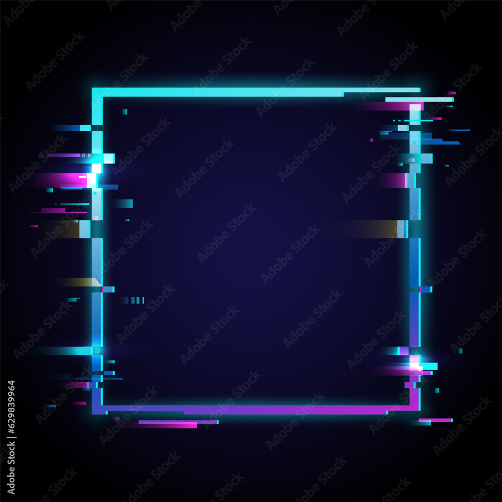 Glitched Rectangle Frame Design. Glow Design for Graphic Design ...