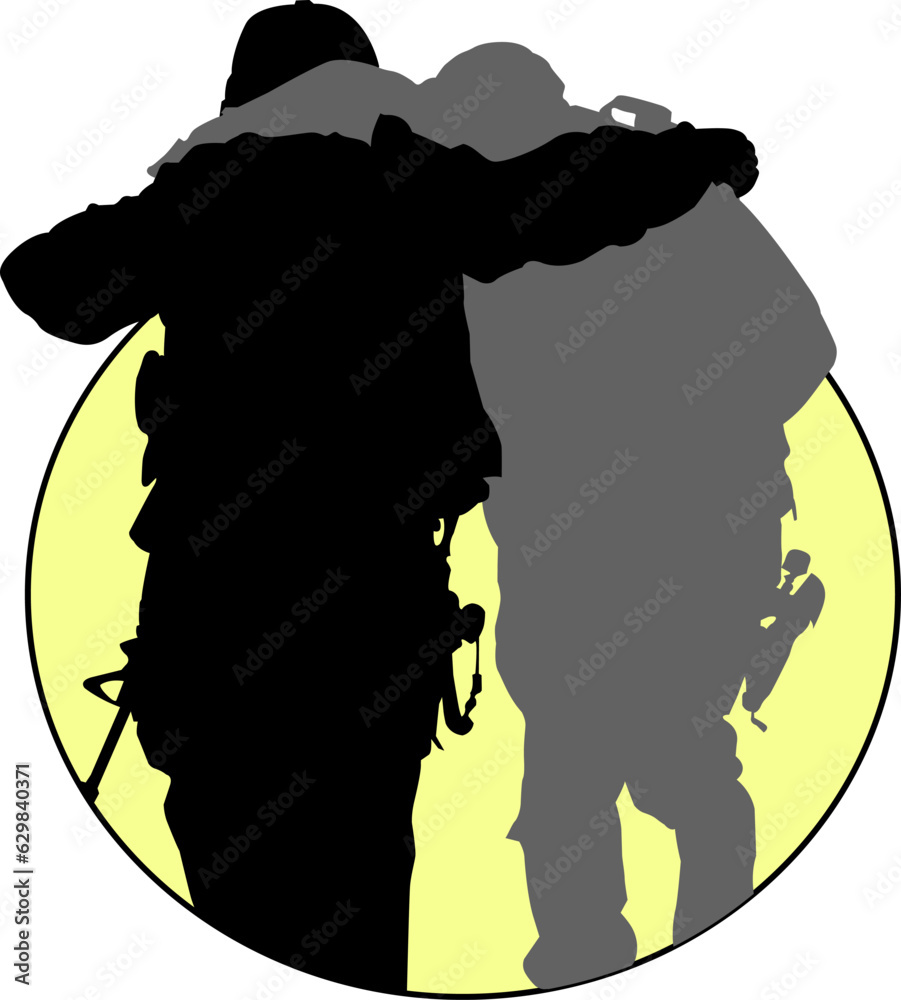 Help Soldier Silhouette Flat Vector Illustration fit for template ...