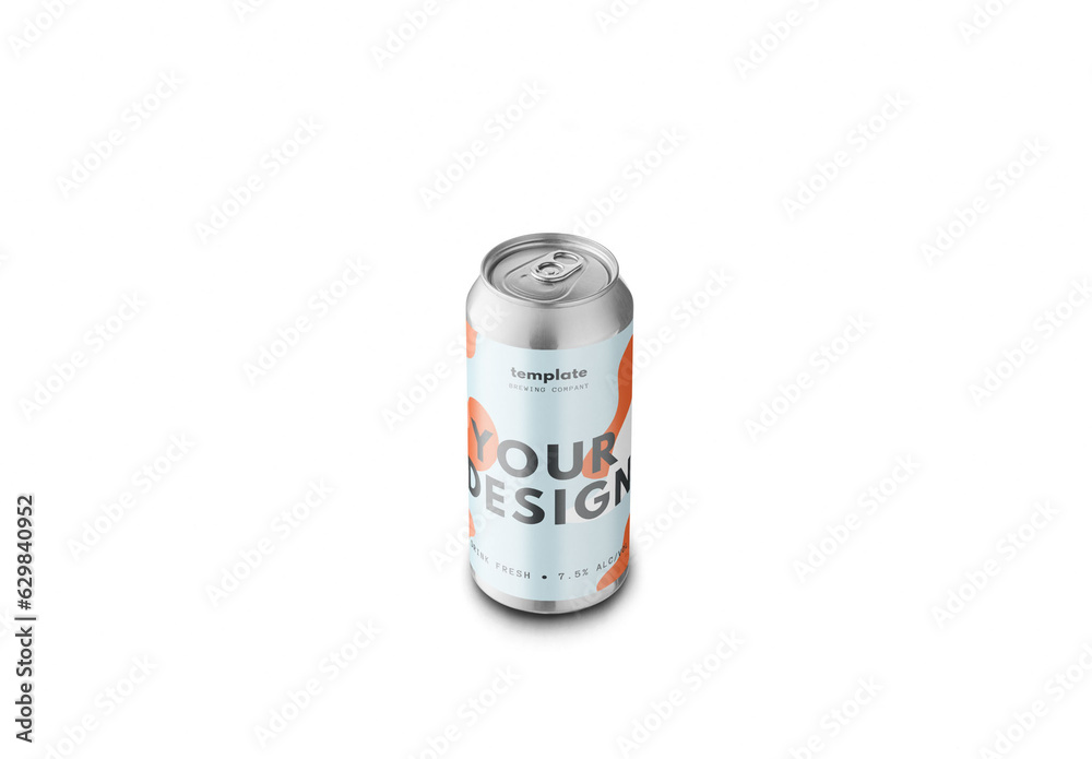 Mockup of customizable 16oz or 44cl drinks can label available against ...